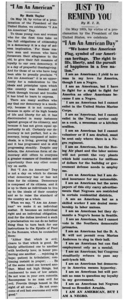 Guided Primary Source Analysis: I Am an American Day | Citizen U ...